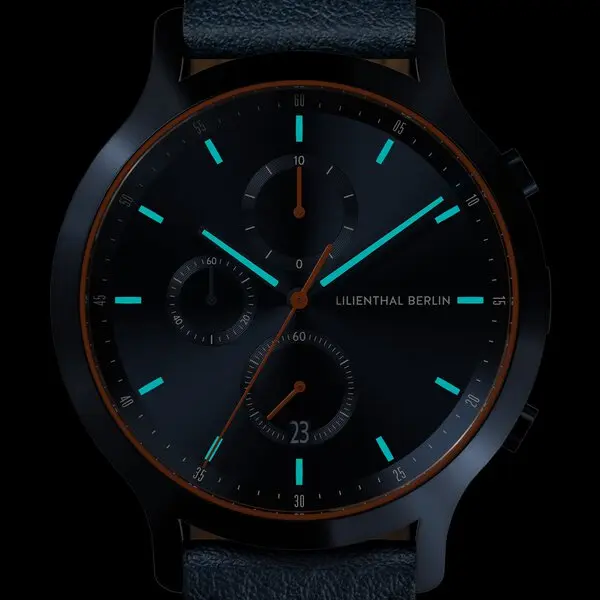 Lilienthal Berlin Chronograph Watch With Orange Leather Strap