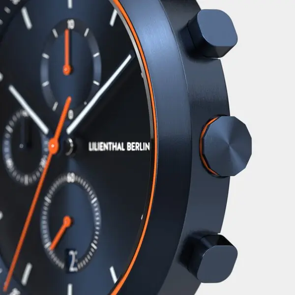 Lilienthal Berlin Chronograph Watch With Orange Leather Strap