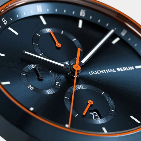Lilienthal Berlin Chronograph Watch With Orange Leather Strap