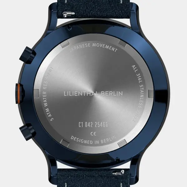 Lilienthal Berlin Chronograph Watch With Orange Leather Strap