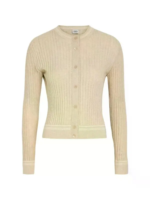 TOD'S Ribbed Knit Cardigan - Neutrals