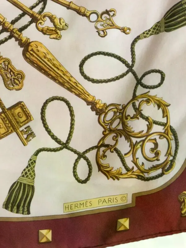 Hermès 1970s Les Clefs Silk Scarf