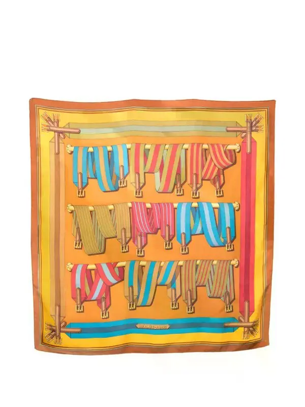 Hermès 1990 Les Sangles Silk Scarf - Orange