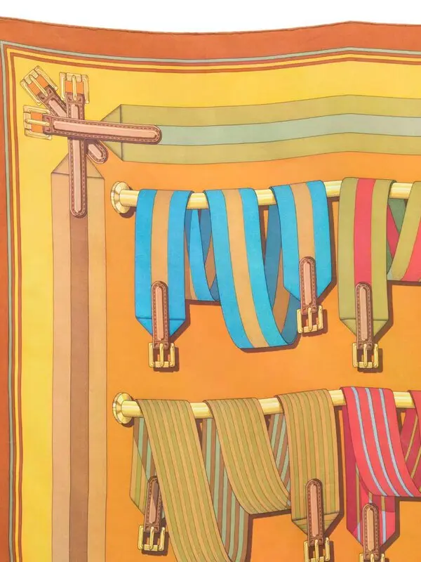 Hermès 1990 Les Sangles Silk Scarf