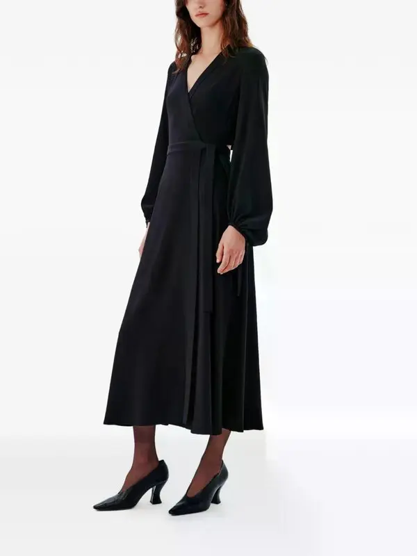 Another Tomorrow Buttoned Cuff Midi Dress
