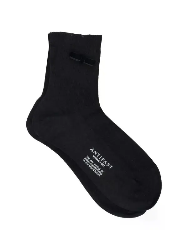 ANTIPAST Polka-dot Velvet Bow Socks - Black