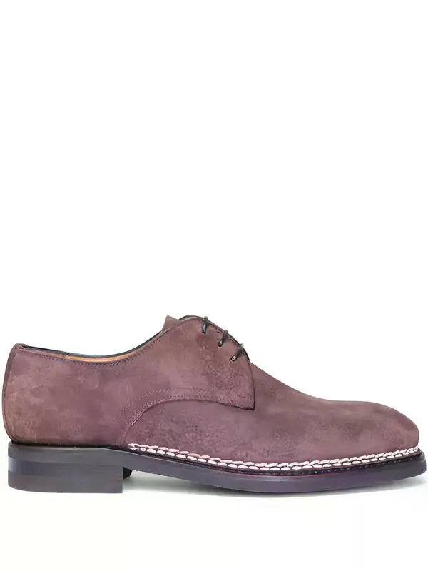 Bontoni Chocolate Topstitching Lace-up Derby Shoes - Brown