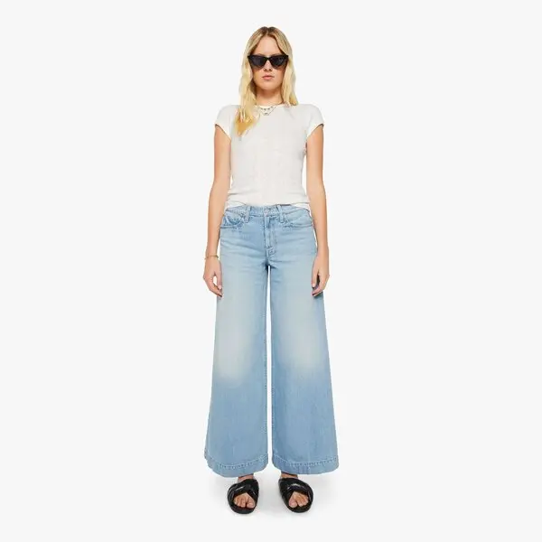 MOTHER The Mid Rise Headliner Wide Leg Jeans In Head Rush - Light Blue