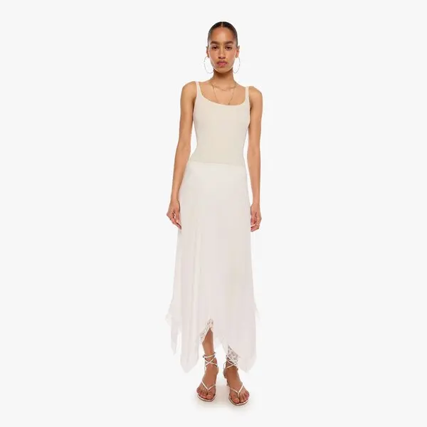 Sablyn Keri Bias Skirt Maxi Length With Lace Trim - White