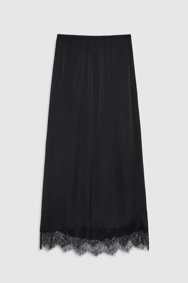 ANINE BING Shelby Midi Skirt With Lace Trim