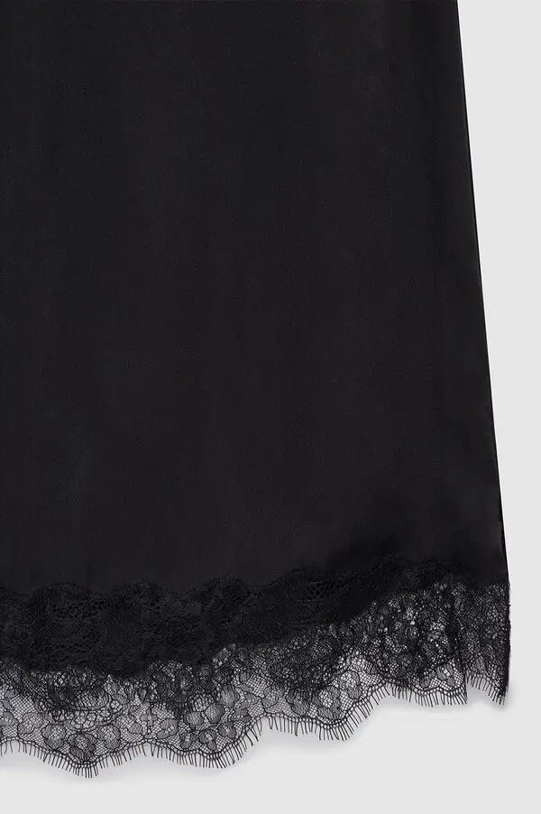 ANINE BING Shelby Midi Skirt With Lace Trim