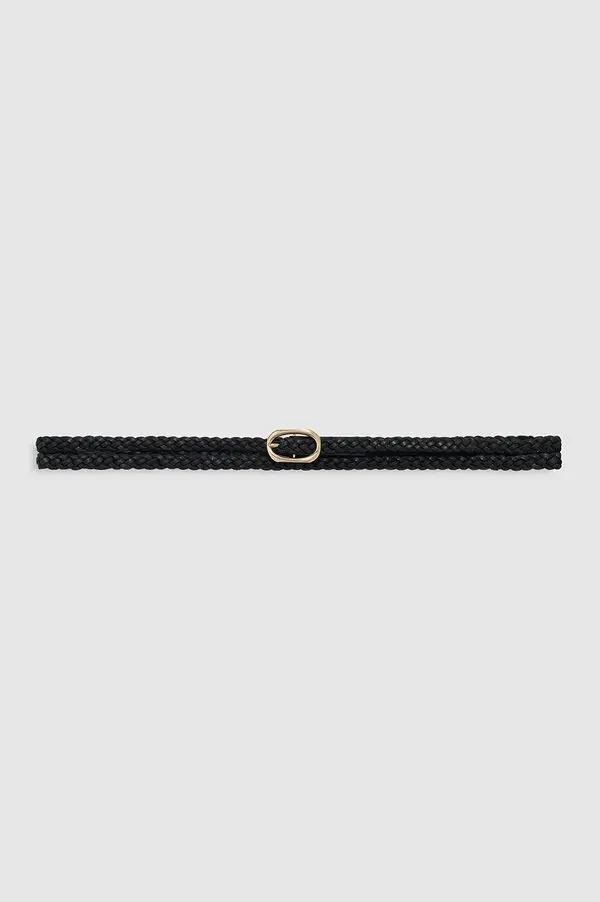 ANINE BING Small Double Signature Link Belt Braided - Black