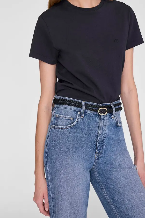 ANINE BING Braided Leather Belt With Signature Buckle