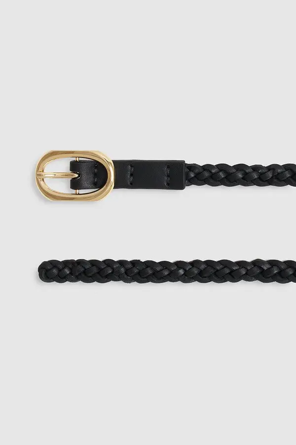 ANINE BING Braided Leather Belt With Signature Buckle