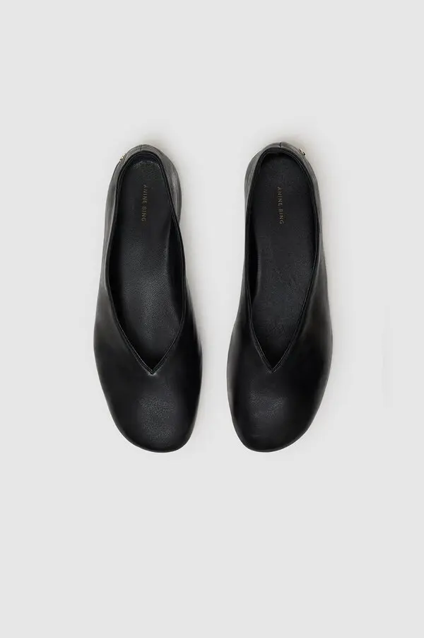 ANINE BING Smooth Leather Slip-on Flats
