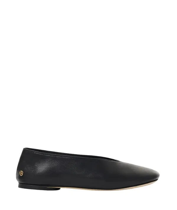 ANINE BING Smooth Leather Slip-on Flats - Black