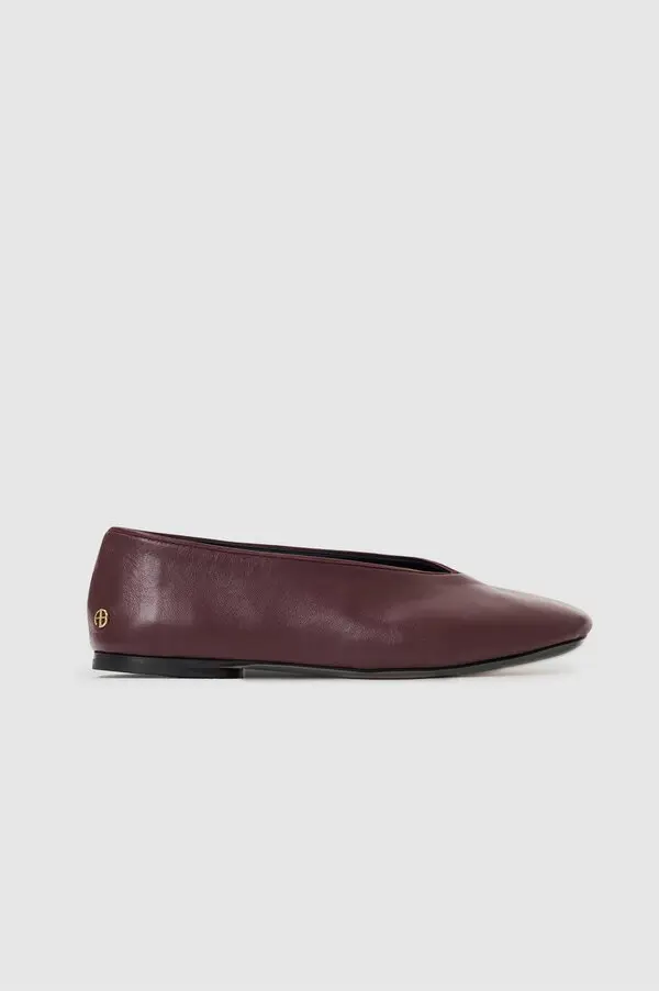ANINE BING Smooth Leather Slip-on Flats - Fig