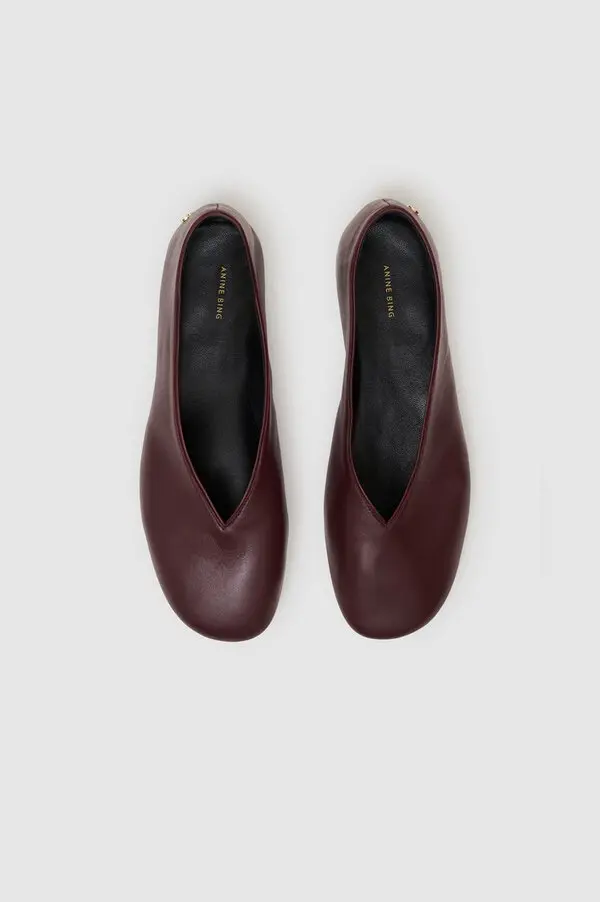 ANINE BING Smooth Leather Slip-on Flats - Fig