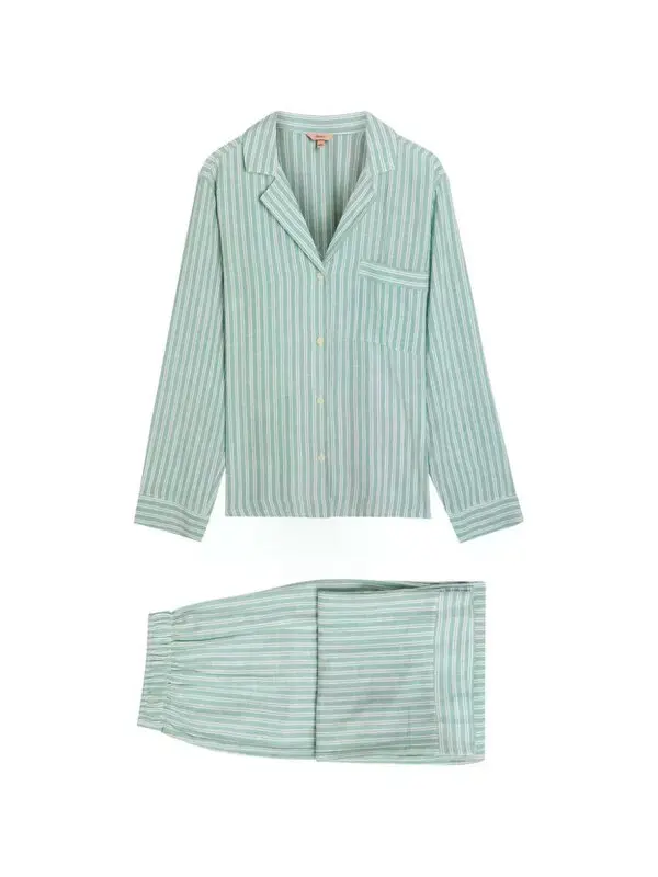 Eberjey Nautico Striped Cotton Pajamas - Green