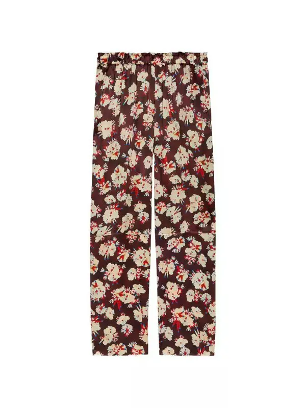 Rabanne Floral-print Silk Trousers - Brown