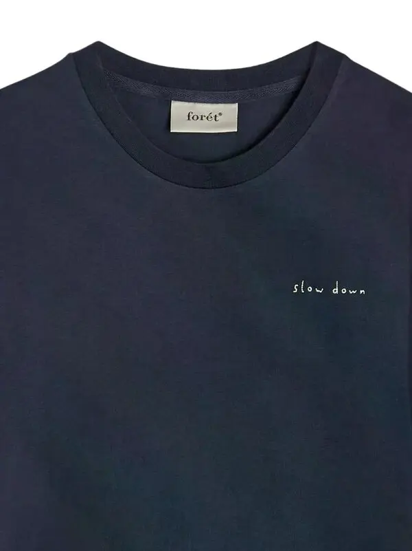 FORET Slow Down Embroidered-logo T-shirt
