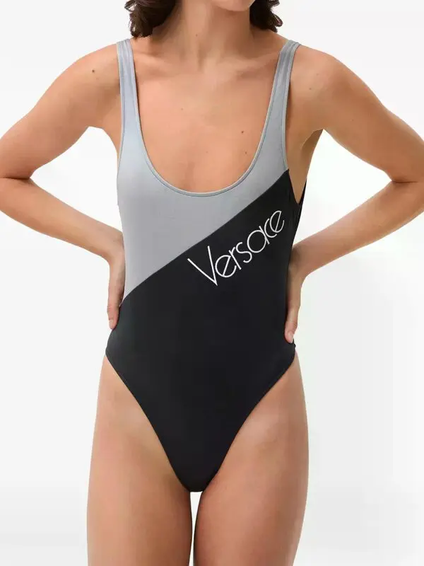 Versace Embroidered Logo One-piece Swimsuit