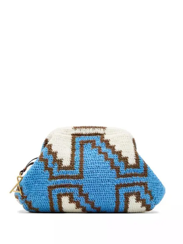 AMONG Geometric Crochet Clutch Bag - Blue