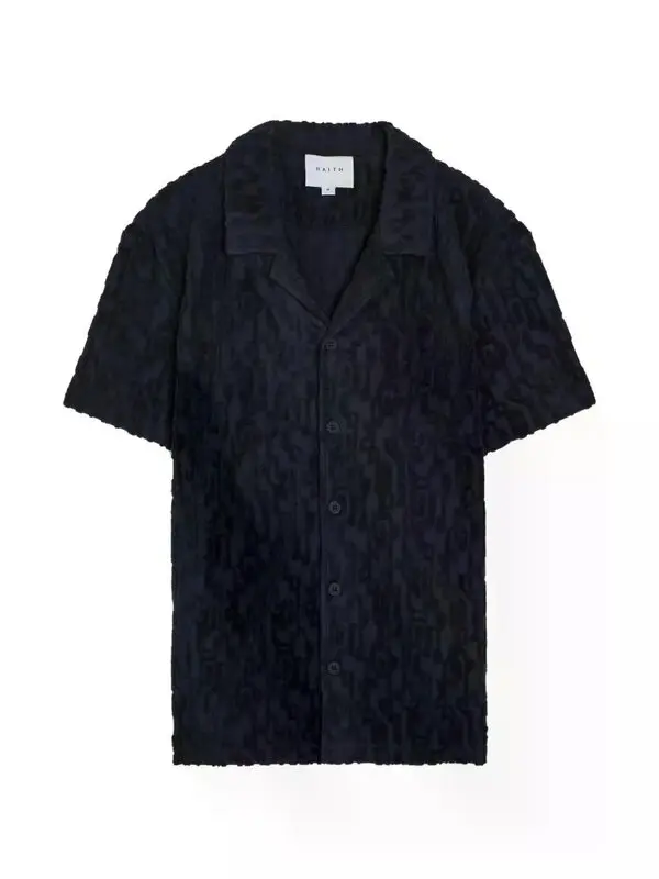 RAITH Fausto Geometric-patterned Terry-cloth Shirt - Blue
