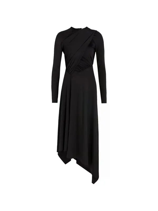 Victoria Beckham Gathered Asymmetric Midi Dress - Black