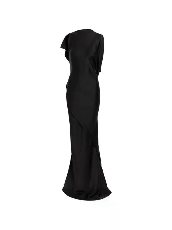 Victoria Beckham Kyra Asymmetric Ruffled Maxi Dress - Black