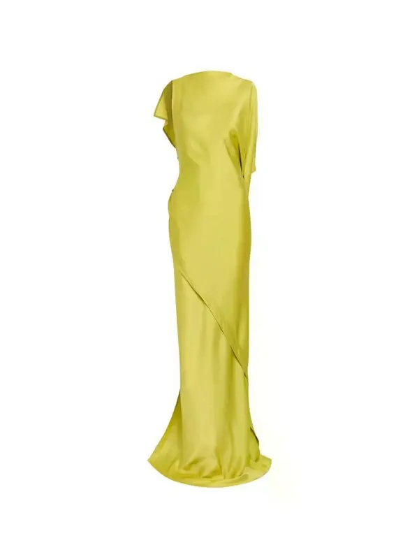 Victoria Beckham Kyra Asymmetrical Ruffled Maxi Dress - Yellow