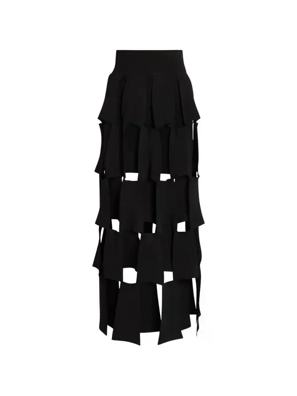 A.W.A.K.E. Mode Laser-cut Panelled Maxi Skirt - Black