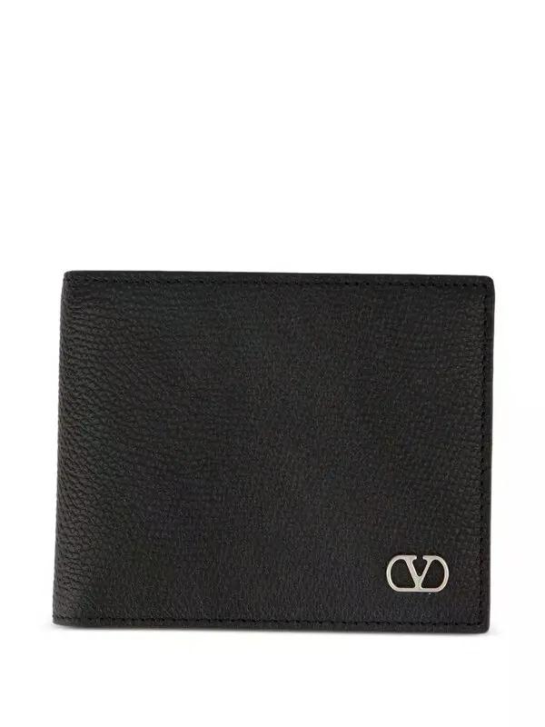 Valentino Garavani Vlogo Signature Leather Billfold Wallet - Black