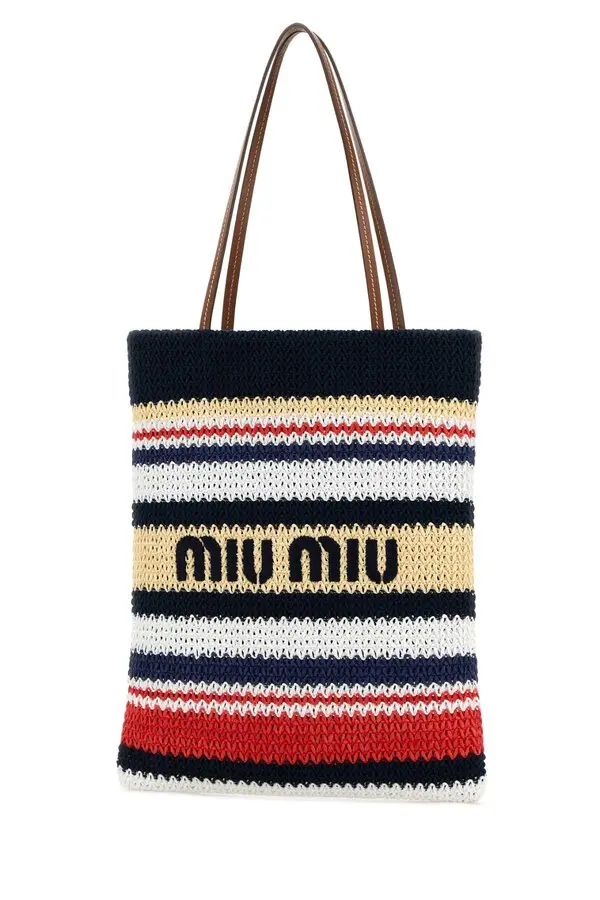 Miu Miu Embroidered Crochet Shopping Bag