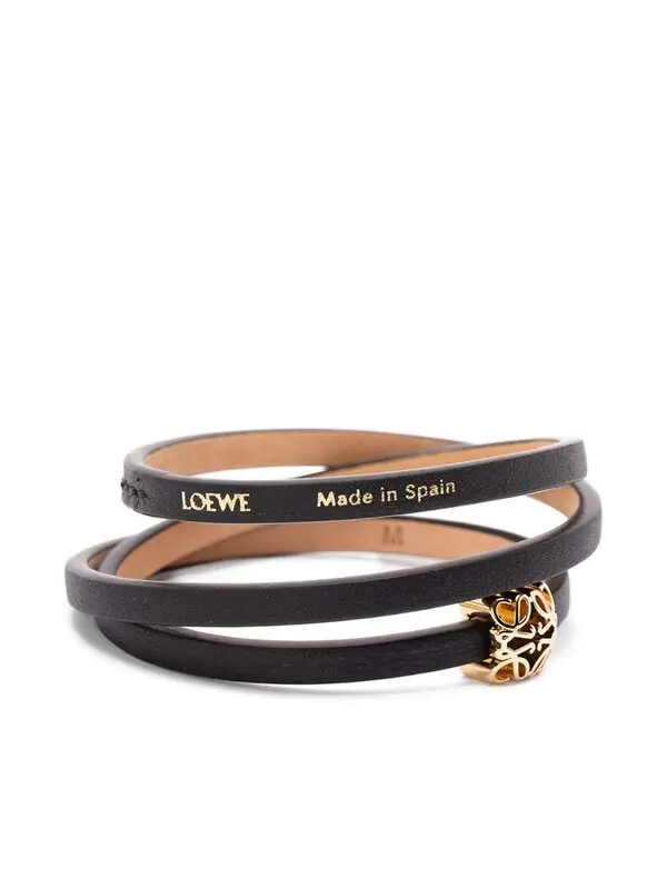 Loewe Anagram Wrapped Leather Bracelet With Gold-tone Hardware - Multicolor