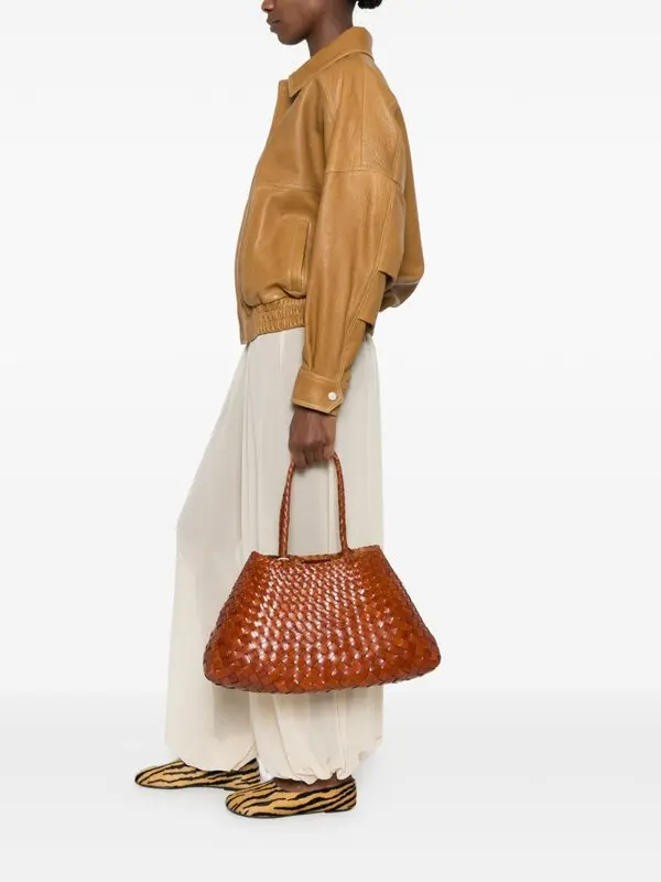 Dragon Diffusion Woven Leather Top Handle Bag - Multicolor
