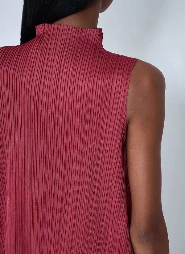 Issey Miyake One-shoulder Abstract Print Pleated Top - Red