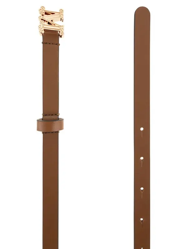 Max Mara Monogram Buckle Leather Belt - Brown