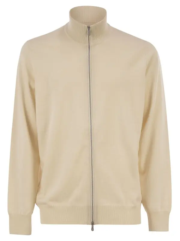 Brunello Cucinelli High-neck Cashmere Zip Cardigan - White