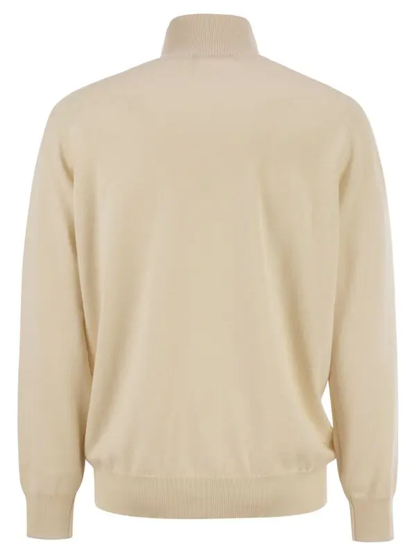 Brunello Cucinelli High-neck Cashmere Zip Cardigan - White