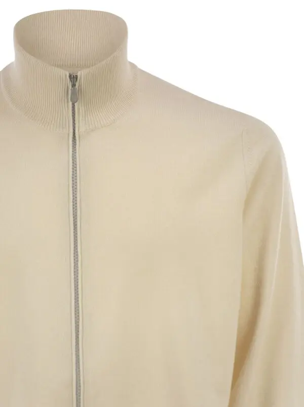 Brunello Cucinelli High-neck Cashmere Zip Cardigan - White