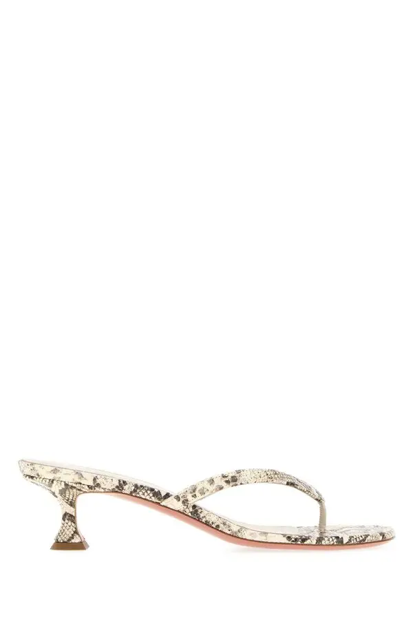 Amina Muaddi Printed Leather Juliette Thong Mules - Multicolor