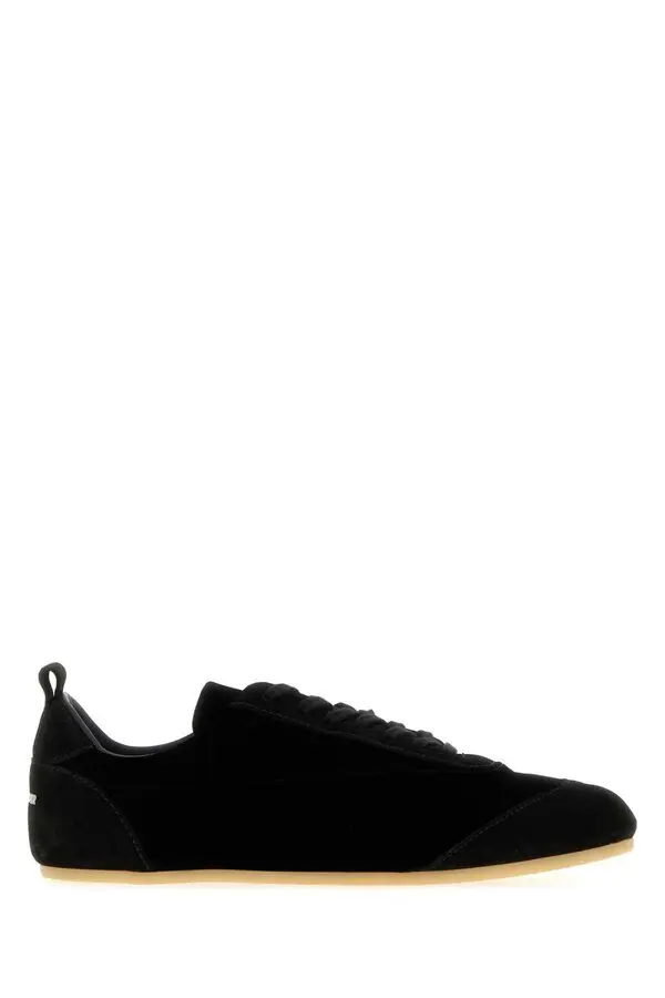 JIL SANDER Velvet And Suede Lace-up Sneakers - Black