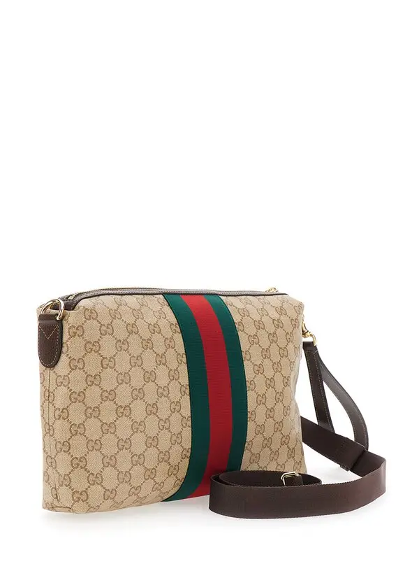 Gucci Web Vintage Sand Vetrificato Clutch