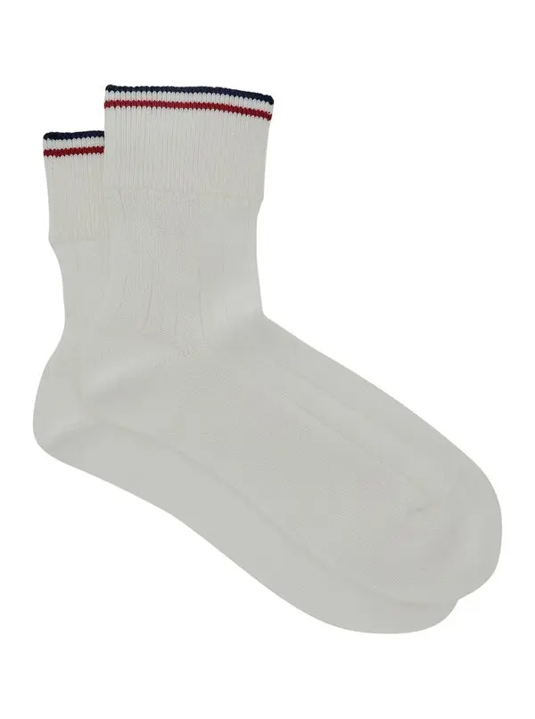 Brunello Cucinelli Ribbed Knit Cotton Socks With Striped Detail - Multicolor