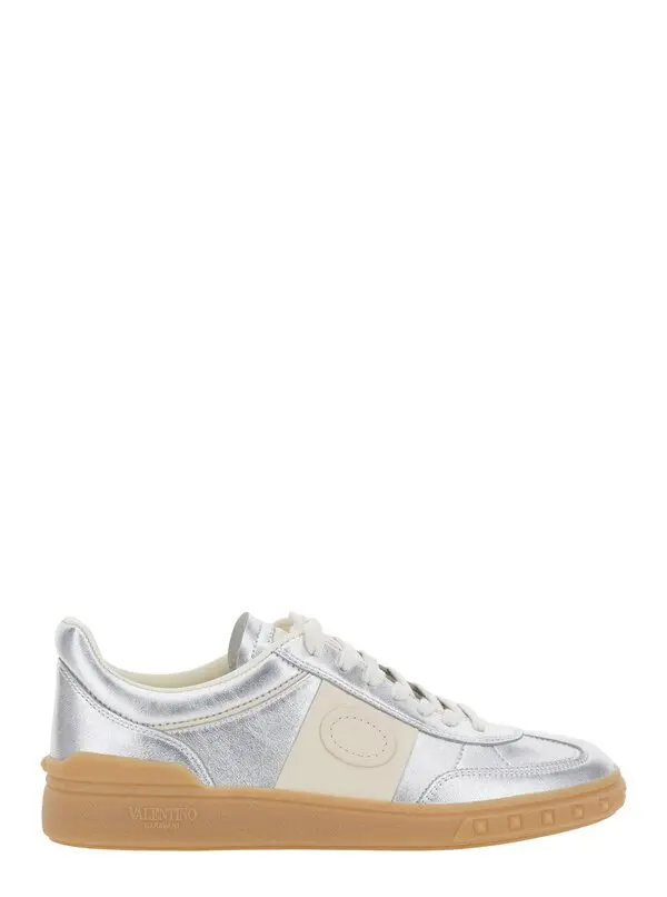 Valentino Garavani Upvillage" Raffia And Nappa Leather Sneakers