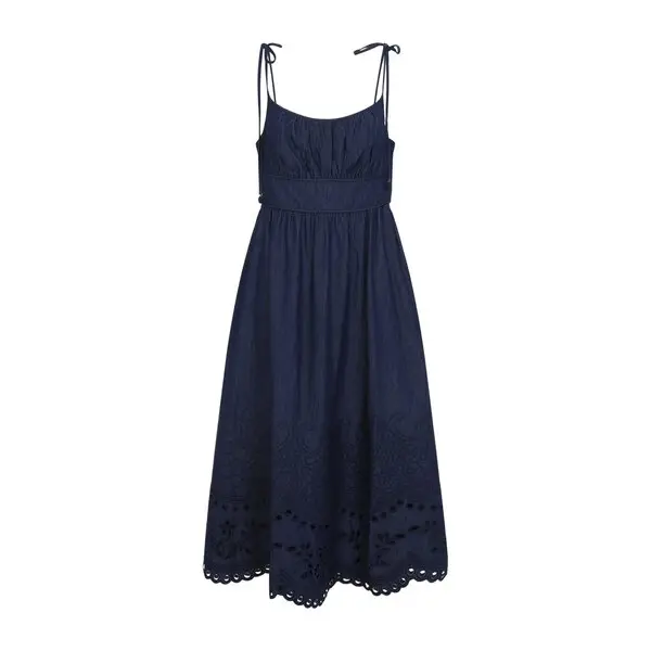 Zimmermann Mahon Broderie Denim Midi Dress - Blue