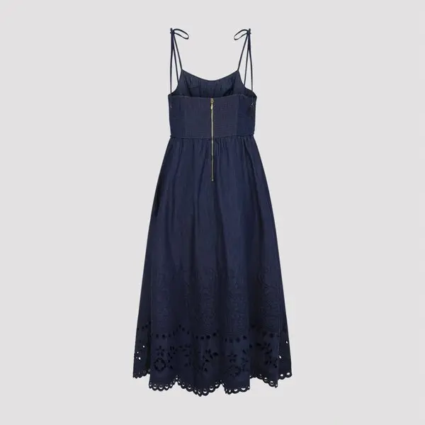 Zimmermann Mahon Broderie Denim Midi Dress - Blue