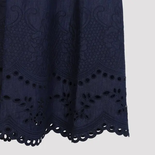 Zimmermann Mahon Broderie Denim Midi Dress - Blue