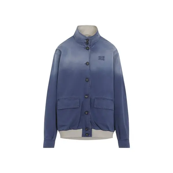 Miu Miu Old Washed Twill Blouson - Blue